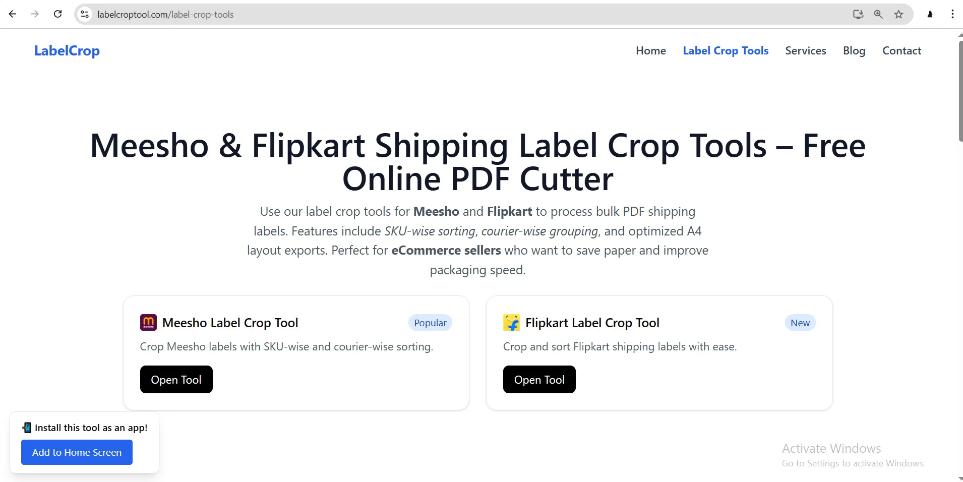 LabelCropTool - Shipping Label Cropper for Meesho Sellers
