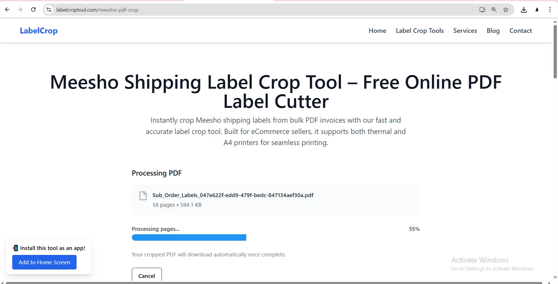 LabelCropTool - Shipping Label Cropper for Meesho Sellers