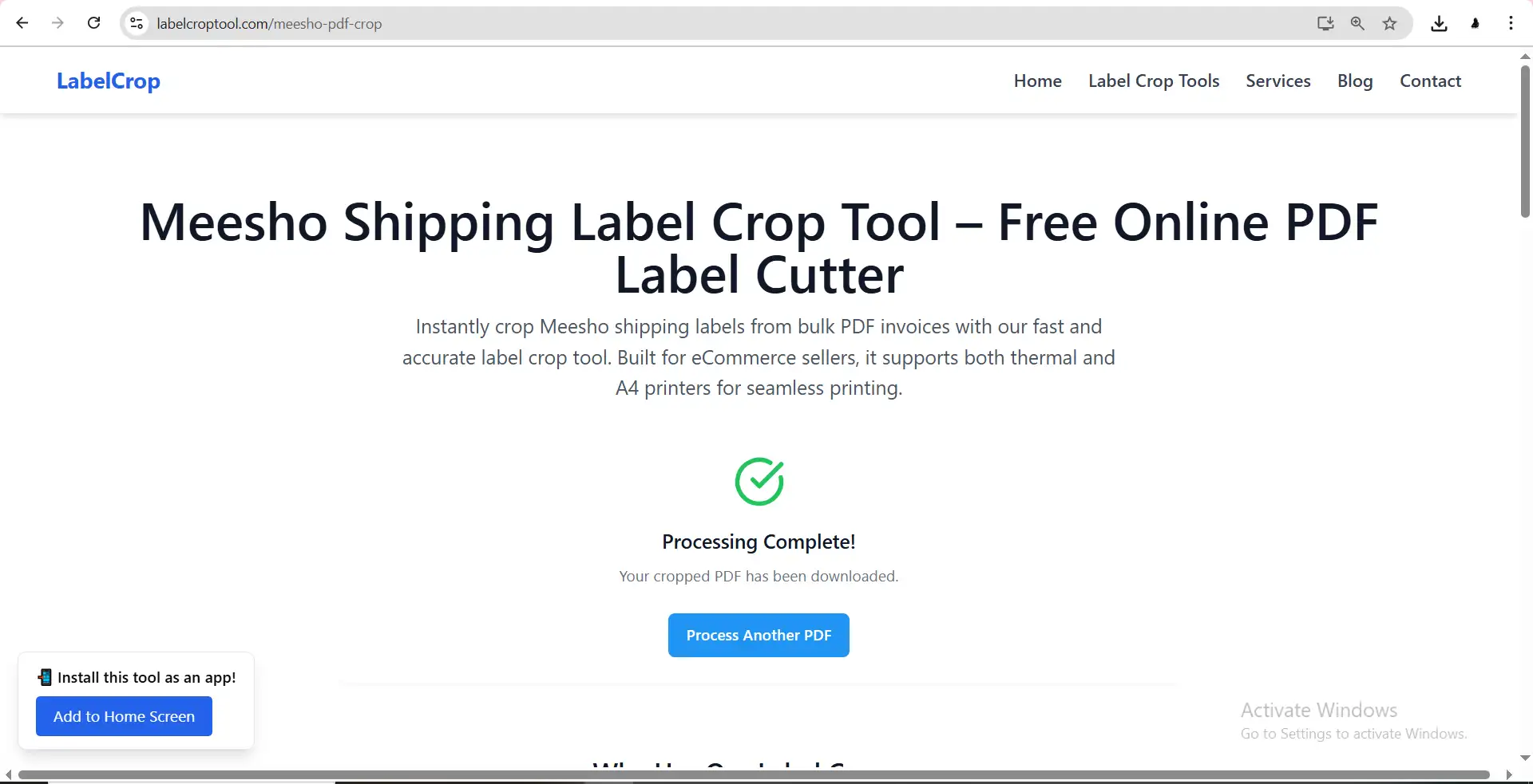 LabelCropTool - Shipping Label Cropper for Meesho Sellers